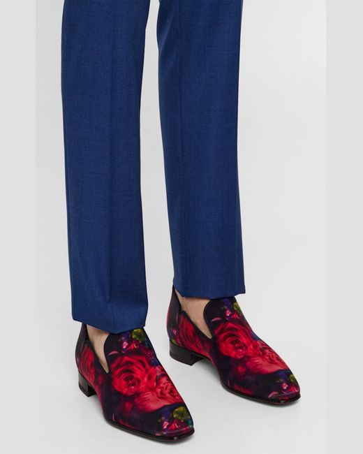 Christian Louboutin Dandy Chick Roses Satin Loafers in Red for Men | Lyst