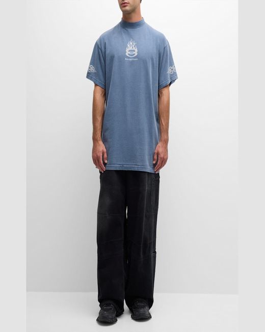 Balenciaga Burning Unity Oversized T-Shirt in Blue for Men | Lyst