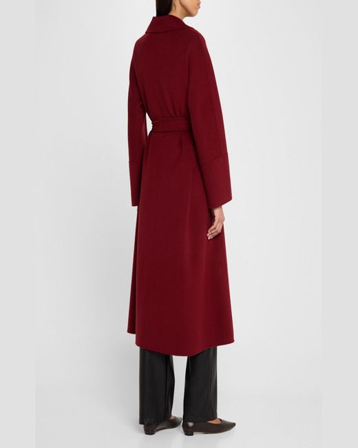 Max Mara Elisa Belted Wool Wrap Coat in Red | Lyst