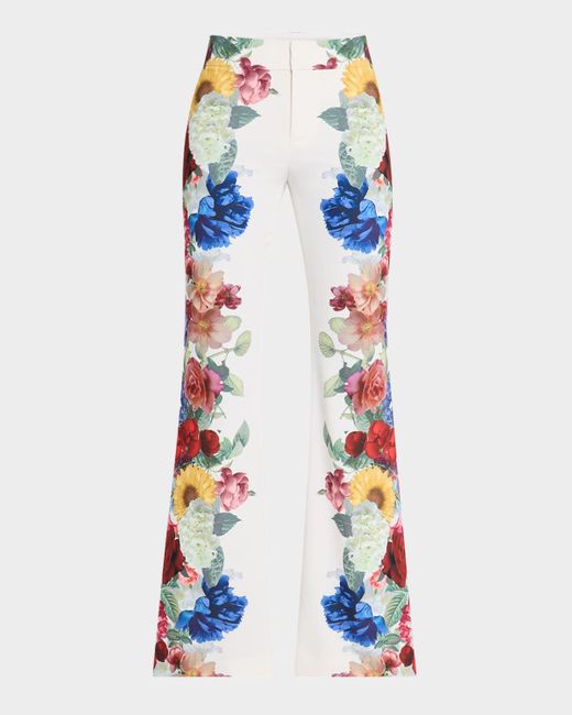 Alice + Olivia Andrew Mid-Rise Bootcut Slim Pants in Blue | Lyst