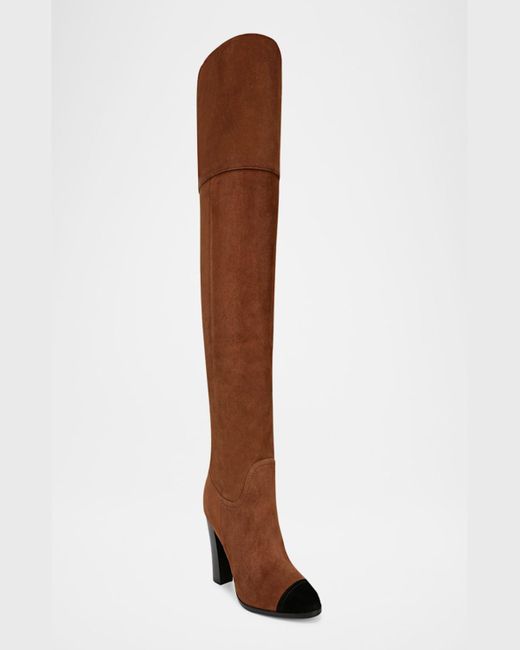Veronica Beard Conrad Suede Over-The-Knee Boots in Brown | Lyst