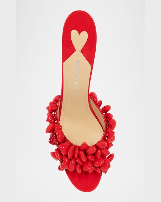 Mach & Mach Puffy Hearts Patent Leather Mules in Red | Lyst