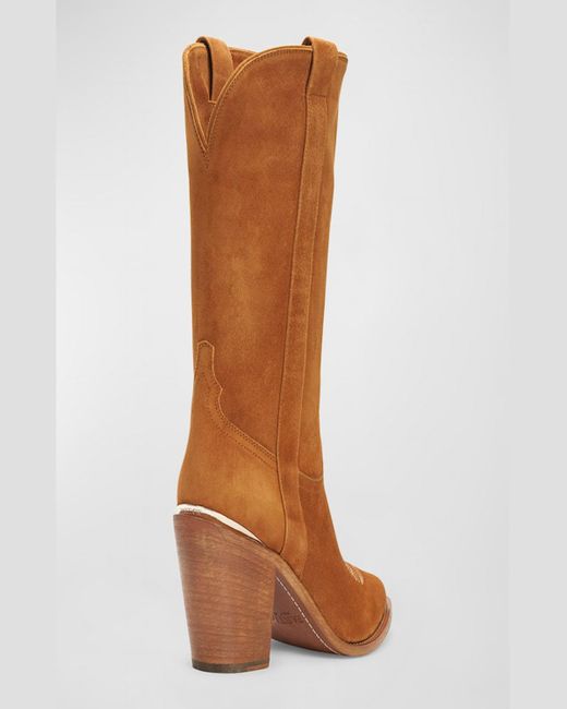 Partow Leigh Anne Suede Western Boots in Brown | Lyst