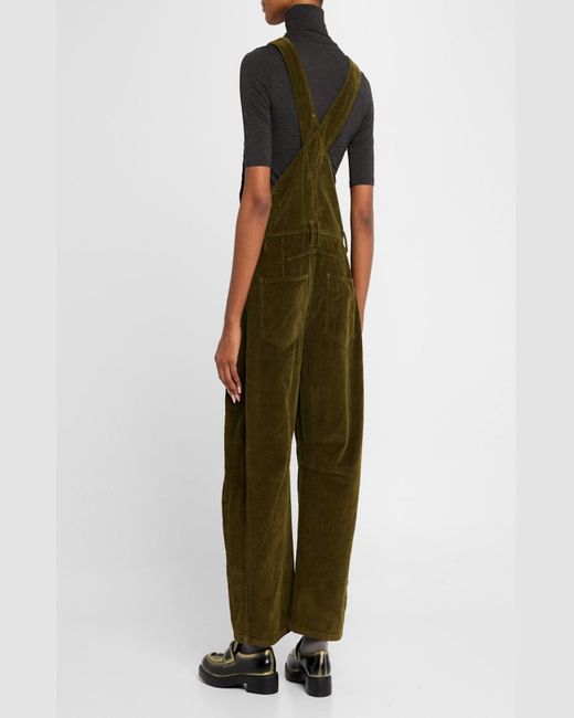 Free People We The Free Good Luck Cord Overalls in Green | Lyst