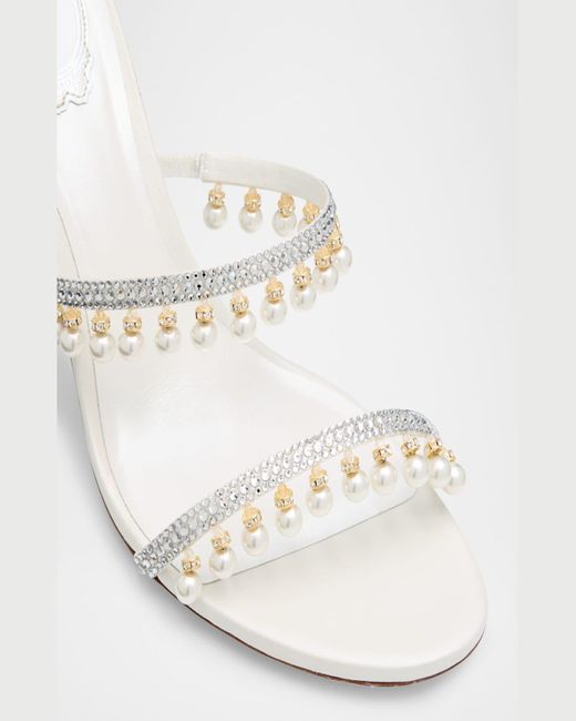 Rene Caovilla Chandelier Snake-Wrap Cocktail Sandals in White | Lyst