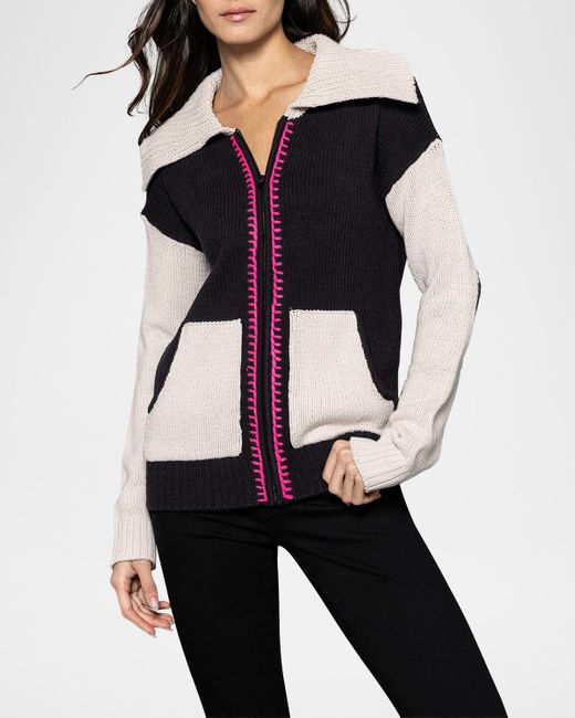 Lisa Todd Undercover Love Colorblock Intarsia Jacket in Black | Lyst