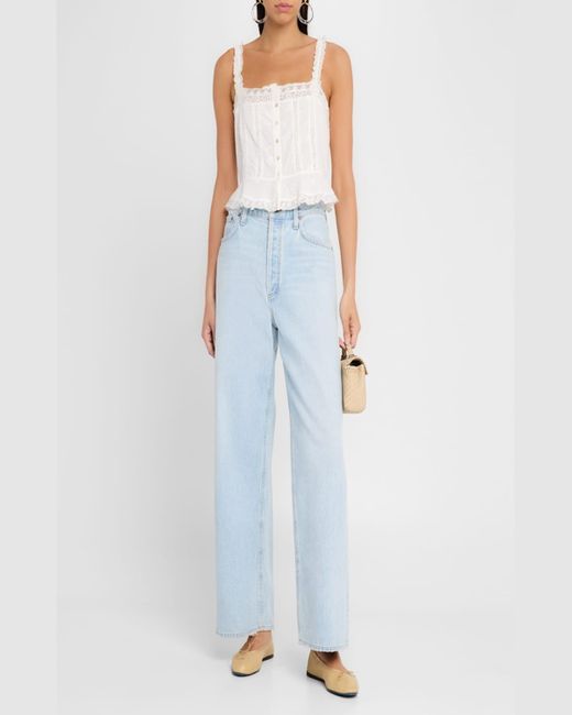 LoveShackFancy Vietta Lace-Trim Cami in Natural | Lyst