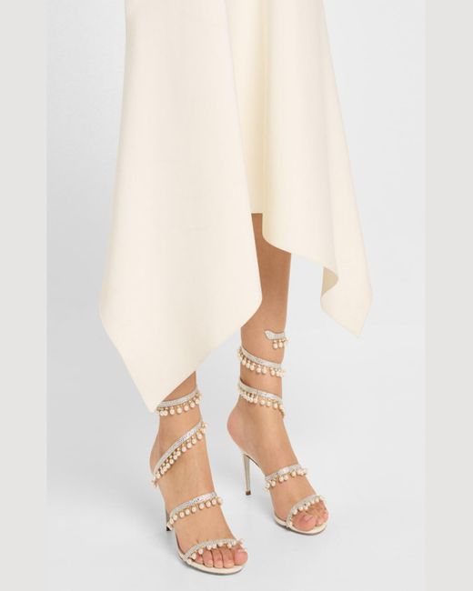 Rene Caovilla Chandelier Snake-Wrap Cocktail Sandals in White | Lyst