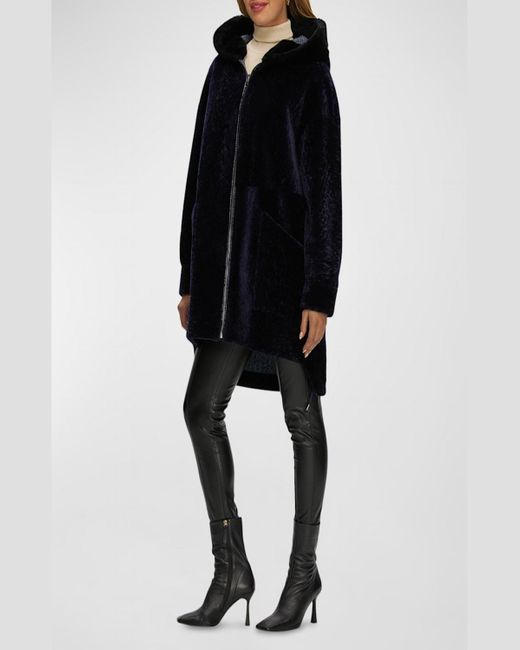Gorski Reversible Lamb Shearling Hooded Parka Jacket in Black | Lyst