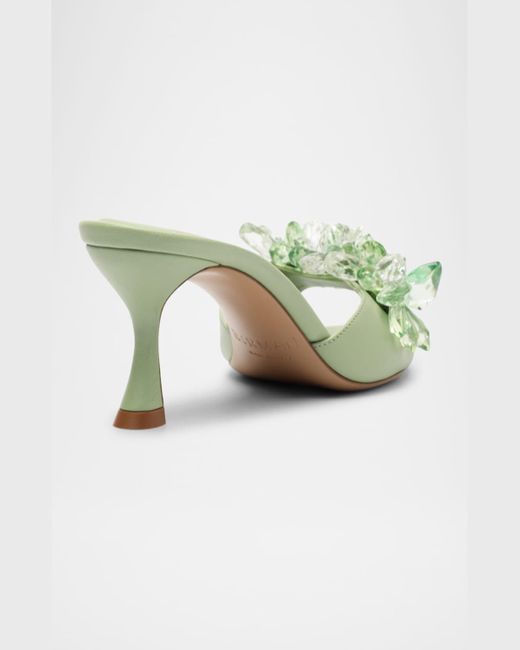 Alexandre Birman Sierra 60 Crystal Kitten Mule Sandals in Green | Lyst