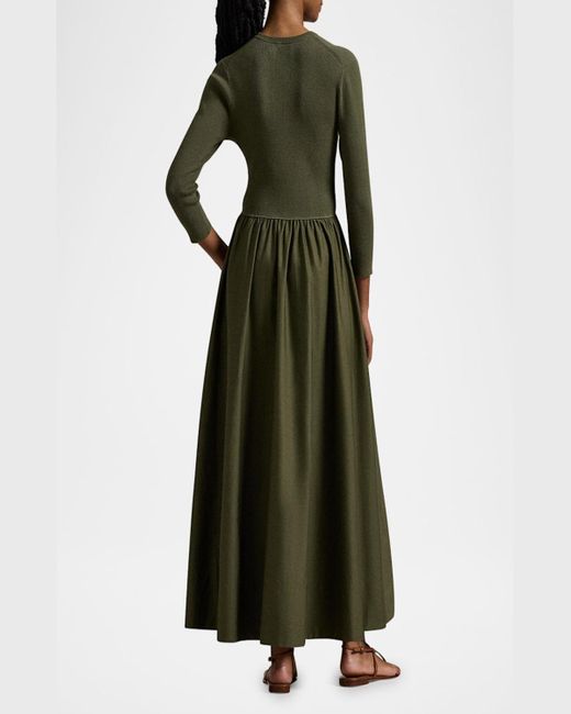 Polo Ralph Lauren Henley-Bodice Maxi Dress in Green | Lyst