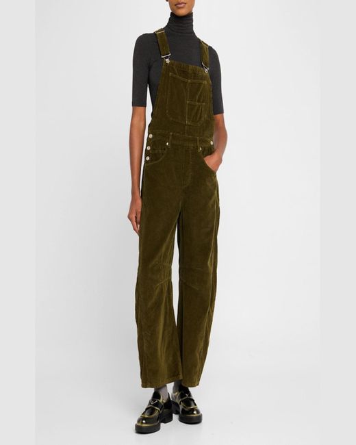 Free People We The Free Good Luck Cord Overalls in Green | Lyst