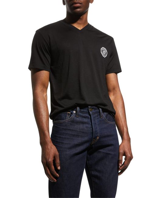 Stefano Ricci Luxury Tech Logo Wool T-shirt in Black for Men | Lyst