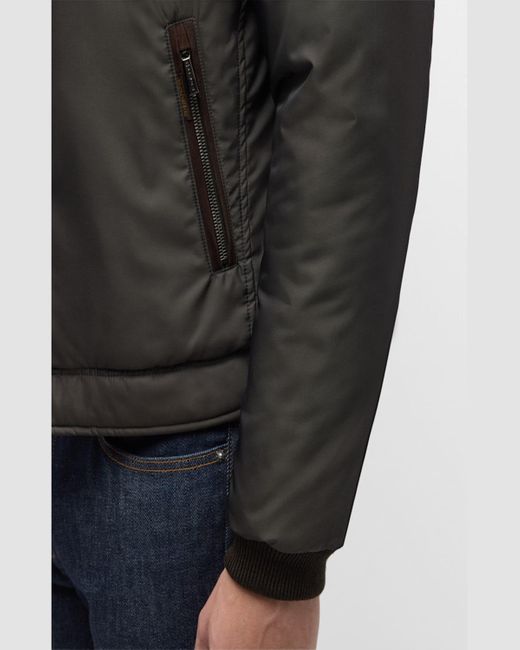 Moorer Bomber Jacket With Shearling Collar in Black for Men | Lyst