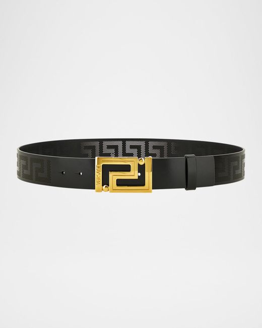 Versace Greek Key Leather Belt for Men | Lyst
