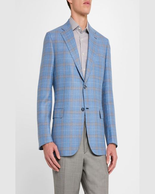 Brioni Wool Plaid Sport Coat in Blue for Men | Lyst