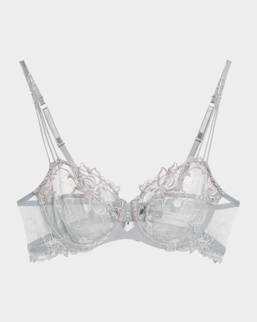 Lise Charmel Source Beaute Embroidered Tulle Demi Bra in Gray | Lyst