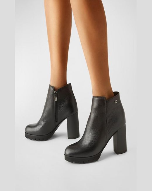 La Canadienne Maya Leather Zip Ankle Booties in Black | Lyst