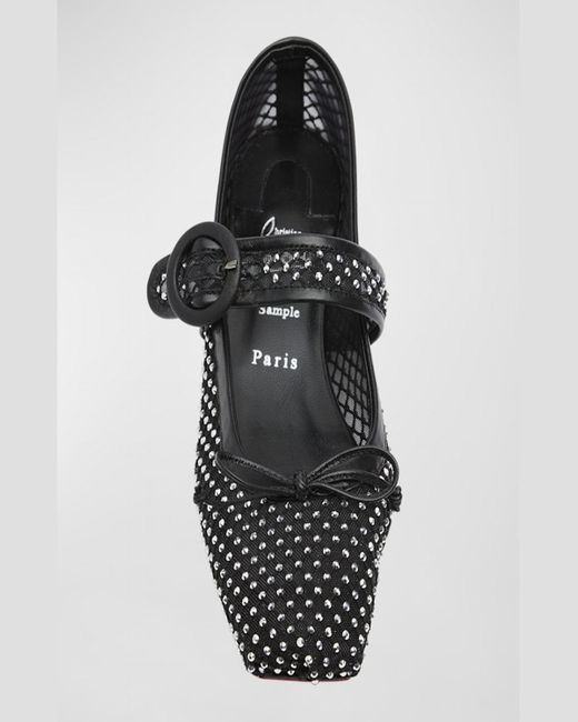 Christian Louboutin Mesh Net Mary Jane Sole Ballerina Flats in Black | Lyst