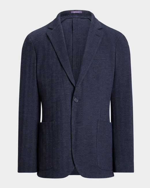 Ralph Lauren Hadley Hand-Tailored Herringbone Jacket in Blue for Men | Lyst