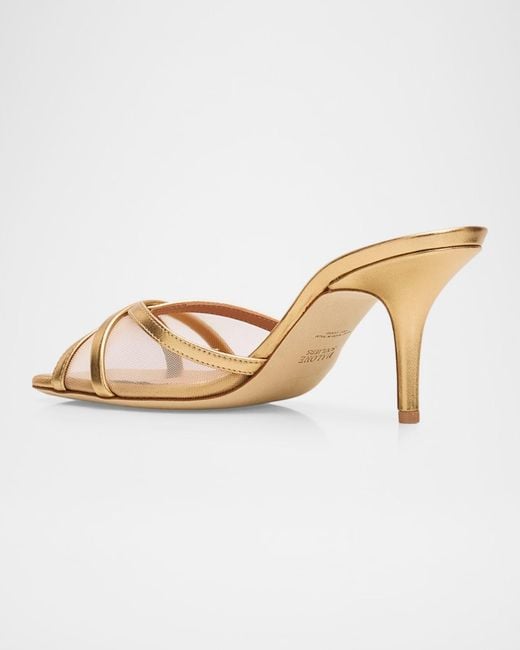 Malone Souliers 70Mm Perla Metallic Leather And Mesh Sandals | Lyst