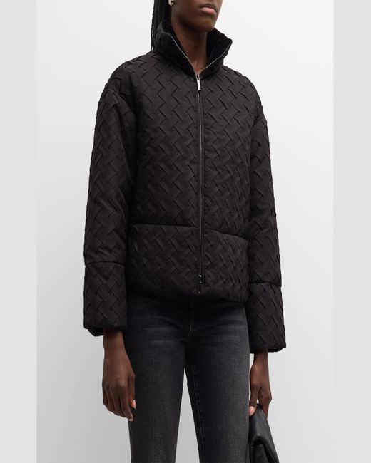 Emporio Armani Weave Texture Puffer Jacket in Blue | Lyst