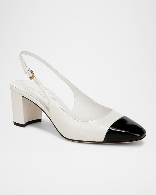 Veronica Beard Cecile Cap-Toe Slingback Pumps in White | Lyst