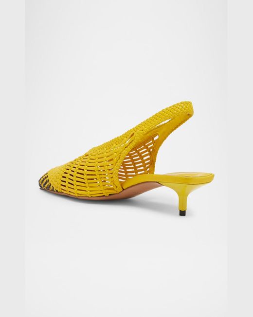 Jacquemus Les Cubisto Woven Leather Slingback Pumps in Yellow | Lyst