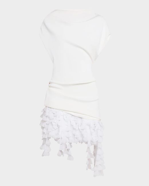 Brandon Maxwell Kayla Draped Petal-Frill Mini Dress in White | Lyst