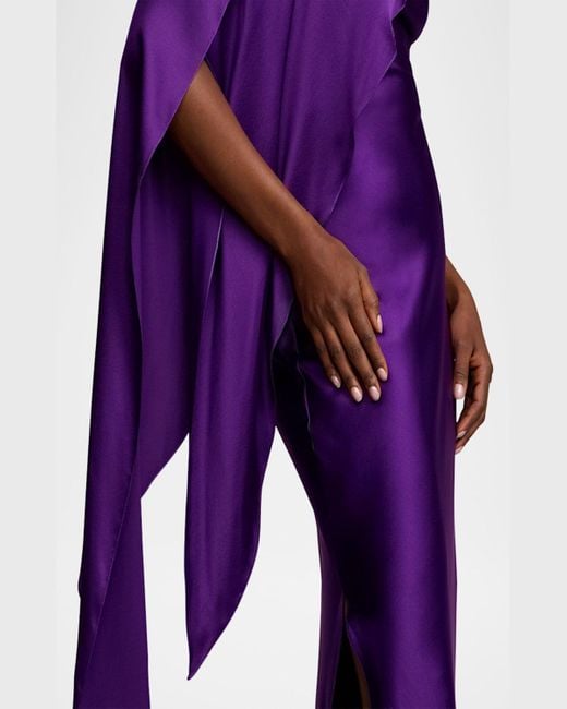 Ralph Lauren Lizzie Stretch Charmeuse Evening Dress in Purple | Lyst