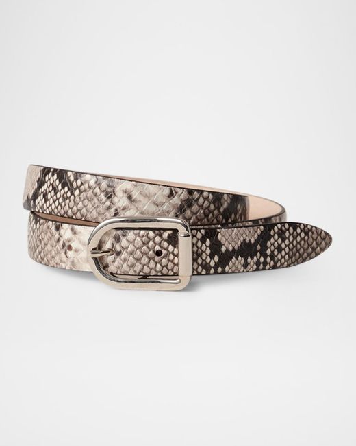 DEHANCHE Mija Snake-Embossed Leather Skinny Belt in Natural | Lyst