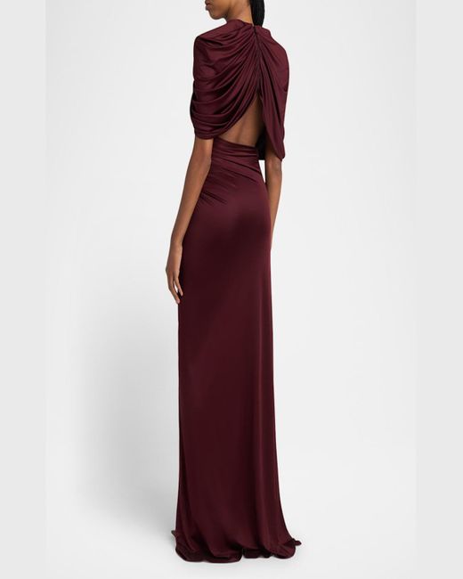 Stella McCartney Long Draped Cape Cutout Gown in Purple | Lyst