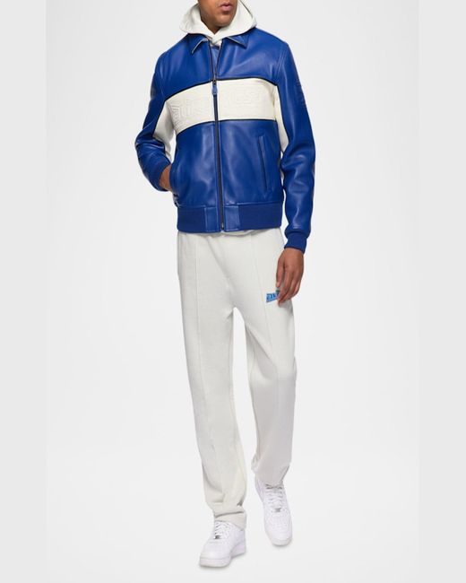 Avirex Super Spider Leather Racer Jacket in Blue for Men | Lyst