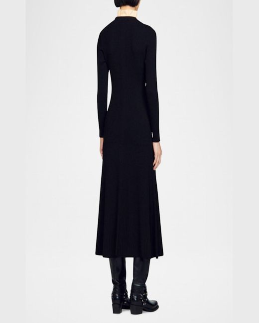 Sandro Odaya Maxi Ribbed Dress in Blue | Lyst