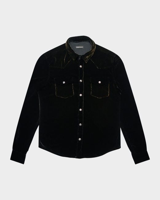 Monfrere Eastwood Velvet Western Shirt in Black for Men | Lyst