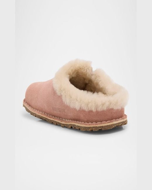 Birkenstock Zermatt Suede Shearling Slipper Mules in Pink | Lyst