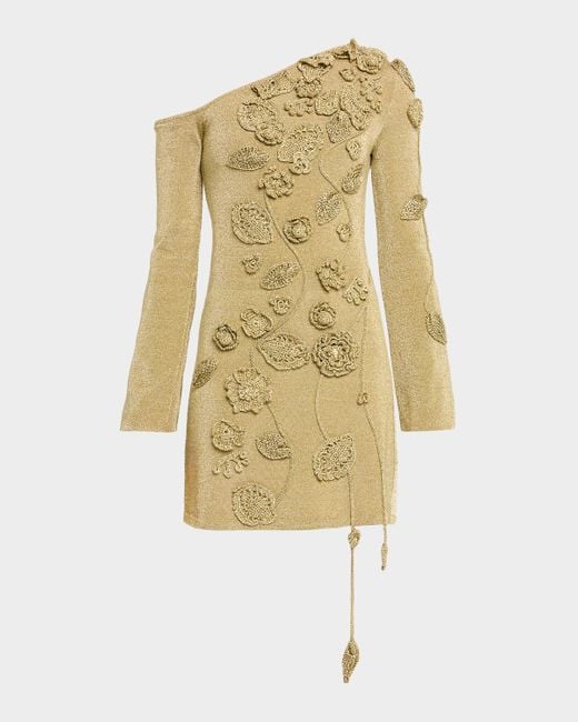 Cult Gaia Kaela Floral Knit Mini Dress in Metallic | Lyst