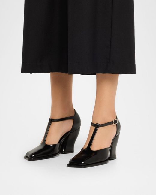 Loewe Onda Leather T-Bar Pumps in Black | Lyst