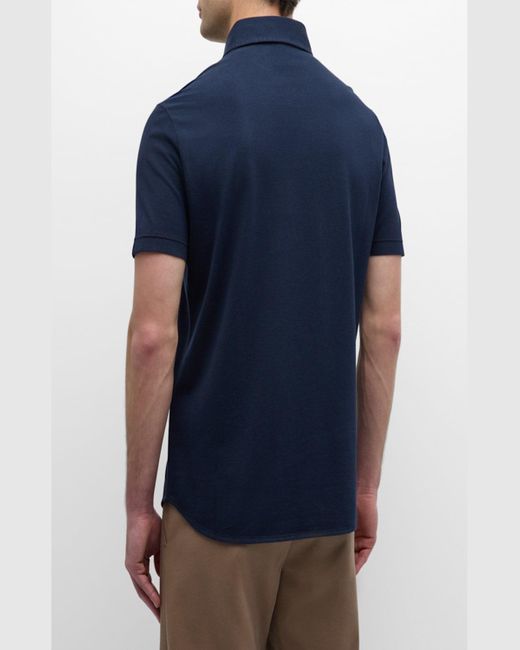 Loro Piana Cotton Pique Polo Shirt in White for Men | Lyst