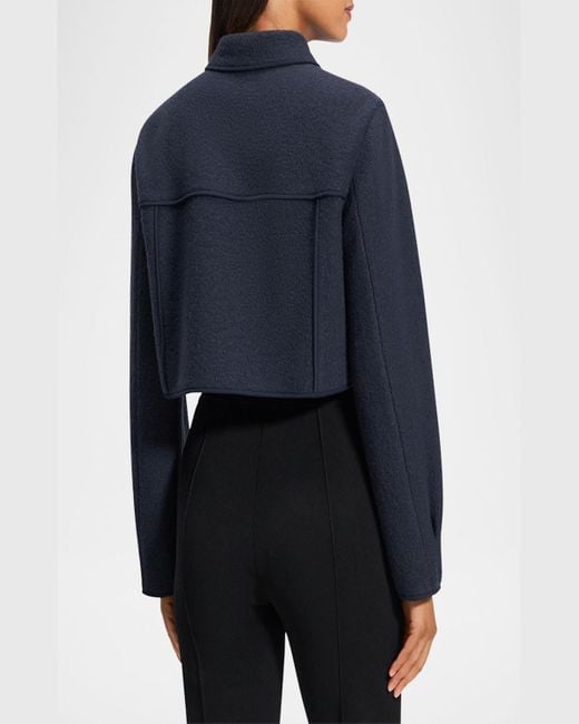 Theory Crop Boucle Trucker Jacket in Blue | Lyst