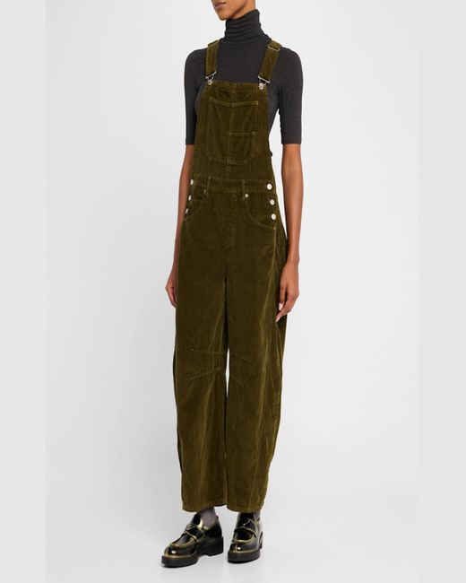Free People We The Free Good Luck Cord Overalls in Green | Lyst