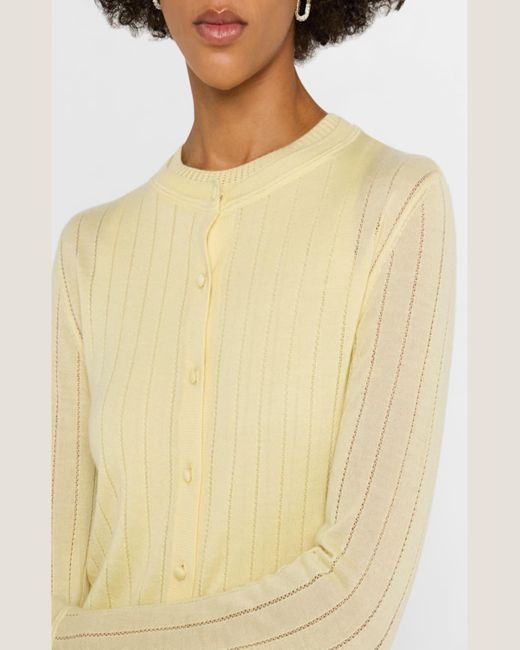 Adam Lippes Pointelle Silk Cardigan in Yellow | Lyst