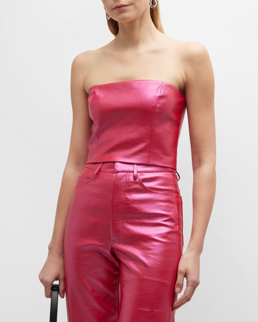 ROTATE BIRGER CHRISTENSEN Embossed Faux-leather Corset Top in Red | Lyst ROTATE BIRGER CHRISTENSEN Embossed Faux-leather Corset Top in Red | Lyst