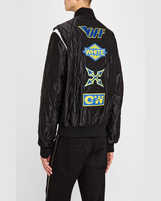 Off-White c/o Virgil Abloh Quilted Multi-Patch Souvenir Jacket in Black for Men | Lyst