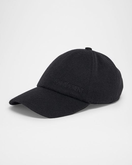 Saint Laurent Vintage Cashmere Logo-Print Baseball Cap in Blue | Lyst