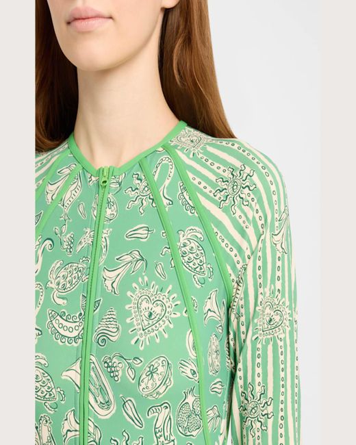 ALÉMAIS Lula Rashguard One-Piece Swimsuit in Green | Lyst