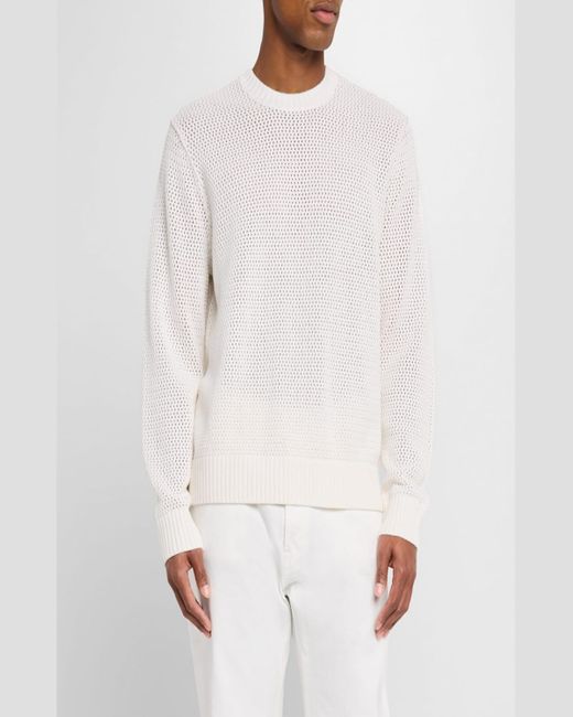 Vince Cotton-Cashmere Mesh Sweater in Natural for Men | Lyst