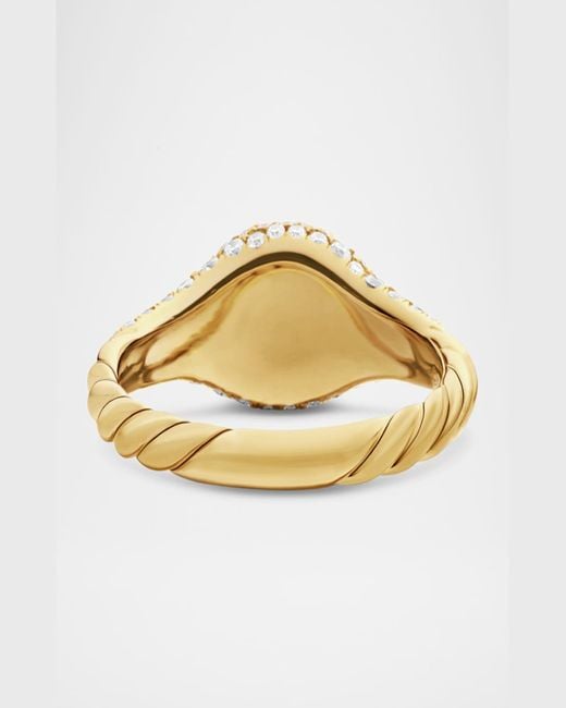 David Yurman Sculpted Cable Pinky Ring With Diamonds in White | Lyst