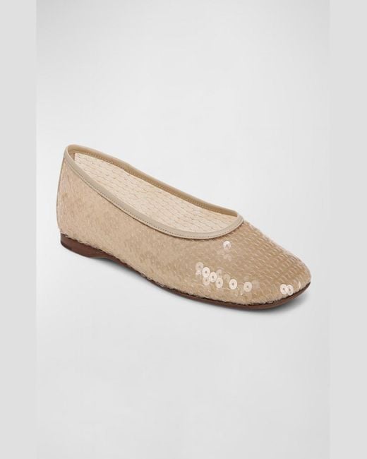 Vince Leah Sequin Ballerina Flats in Natural | Lyst