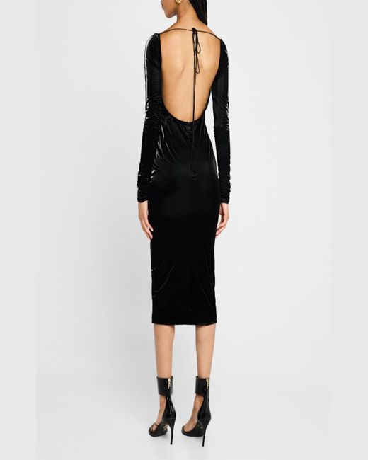 LAQUAN SMITH Backless Long-Sleeve Midi Dress in Black | Lyst